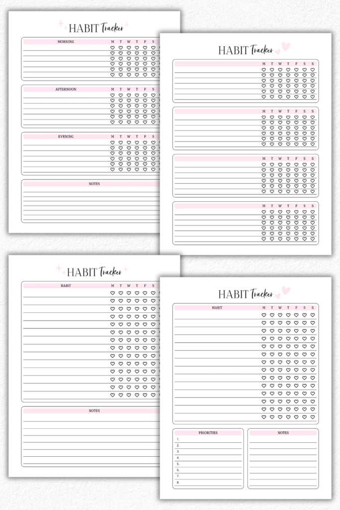 Cute & Pink Habit Tracker Bundle (12 Trackers) - JellyMemos Shop
