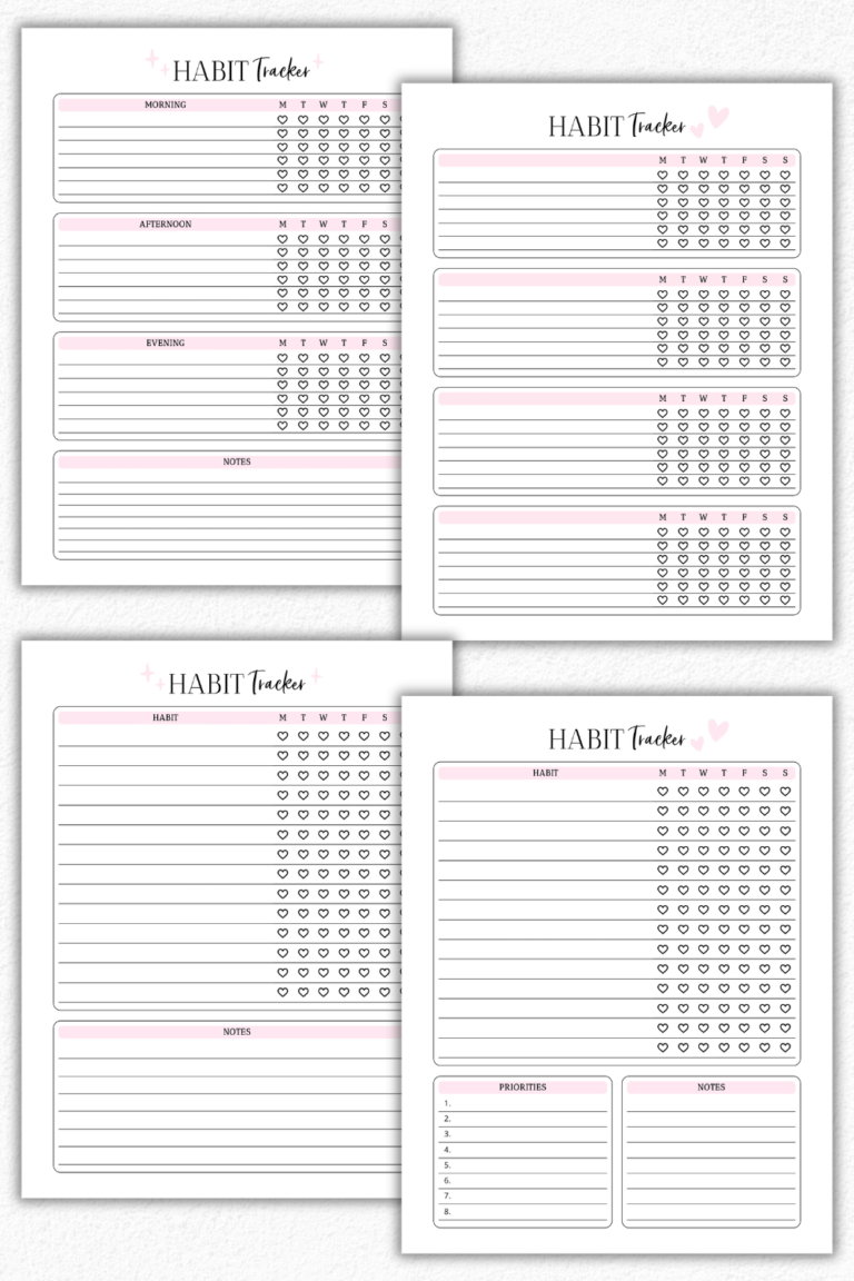 Cute & Pink Habit Tracker Bundle (12 Trackers) - JellyMemos Shop