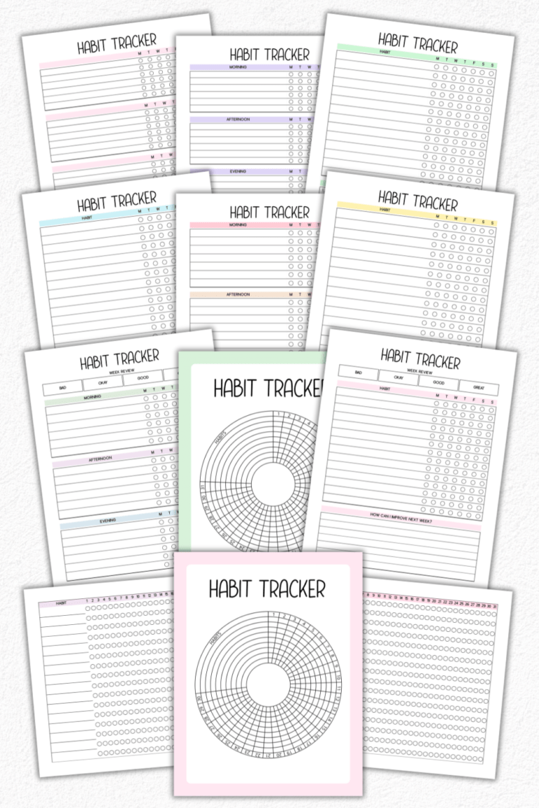 Pretty & Minimal Habit Tracker Bundle (12 Trackers) - JellyMemos Shop