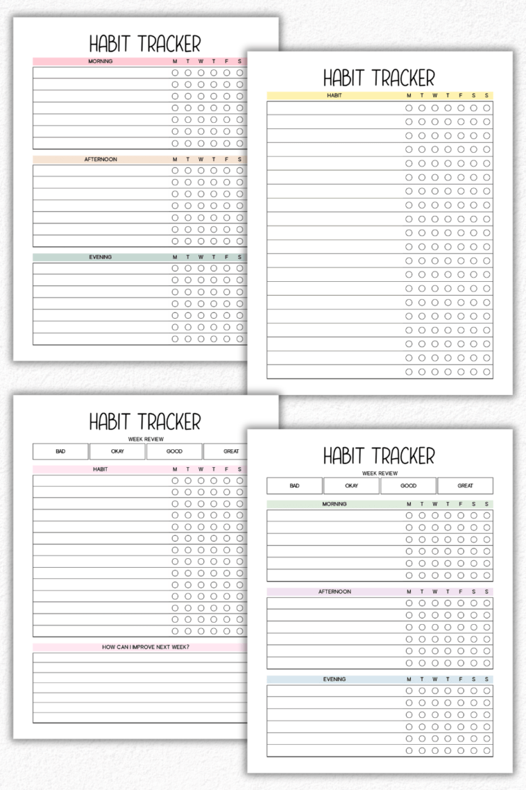 Pretty & Minimal Habit Tracker Bundle (12 Trackers) - JellyMemos Shop
