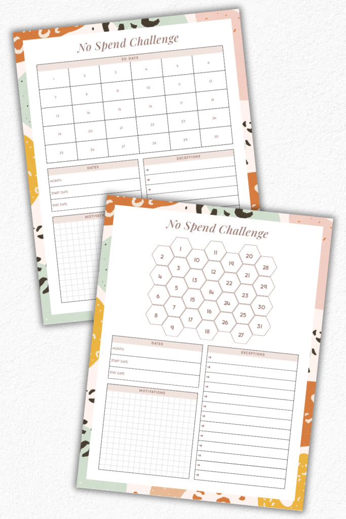 No Spend Challenge (30 Days & 31 Days) - JellyMemos Shop