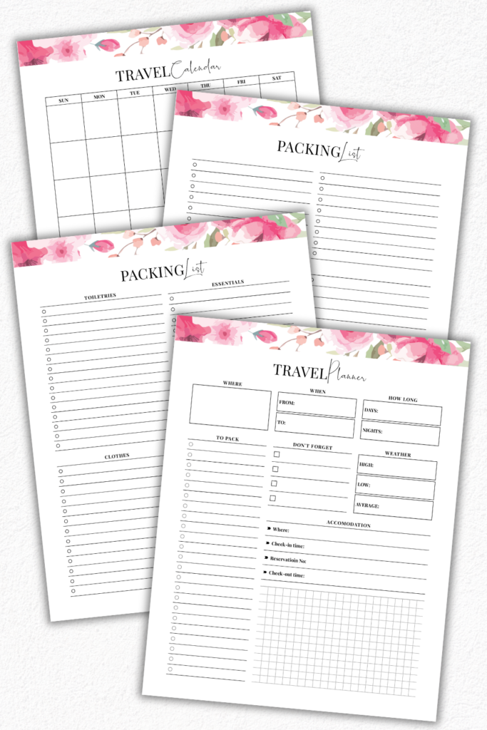 Travel Planner (4 Pages, Monday & Sunday Start) - JellyMemos Shop