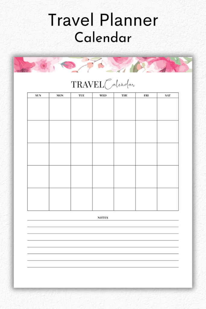Travel Planner (4 Pages, Monday & Sunday Start) - JellyMemos Shop